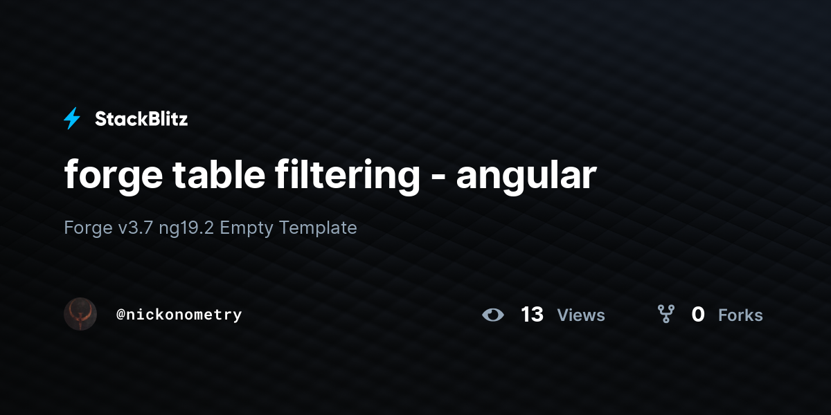 forge table filtering - angular - StackBlitz