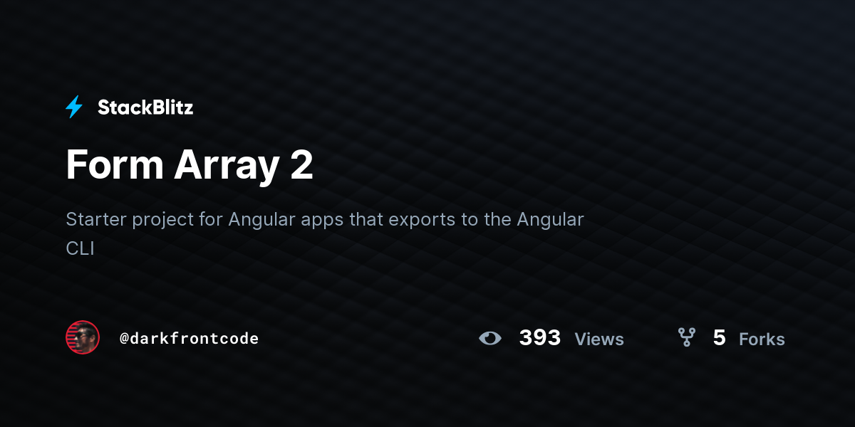 Form Array 2 - StackBlitz