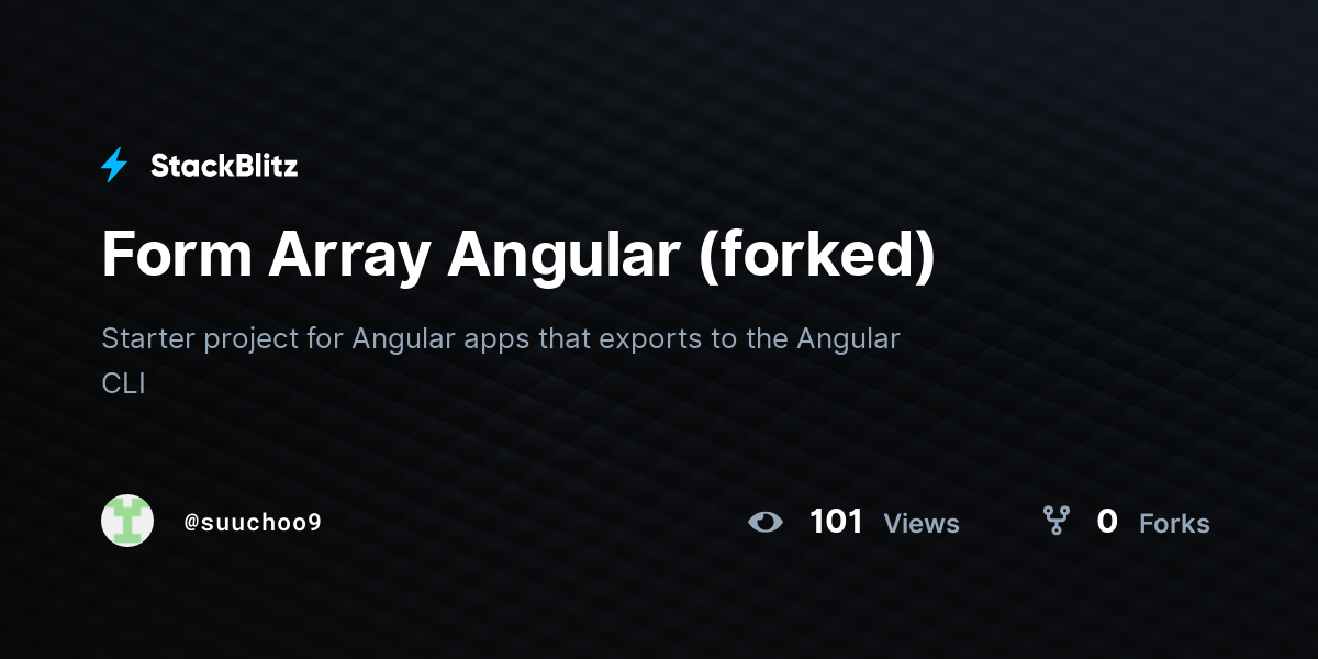 Form Array Angular (forked) - StackBlitz