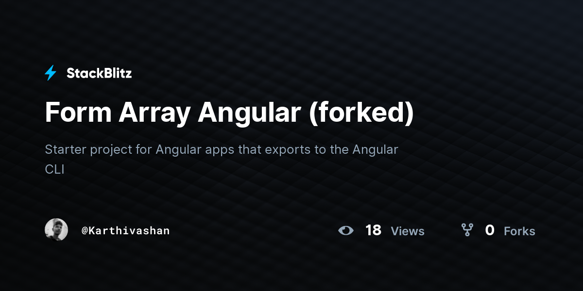Form Array Angular (forked) - StackBlitz
