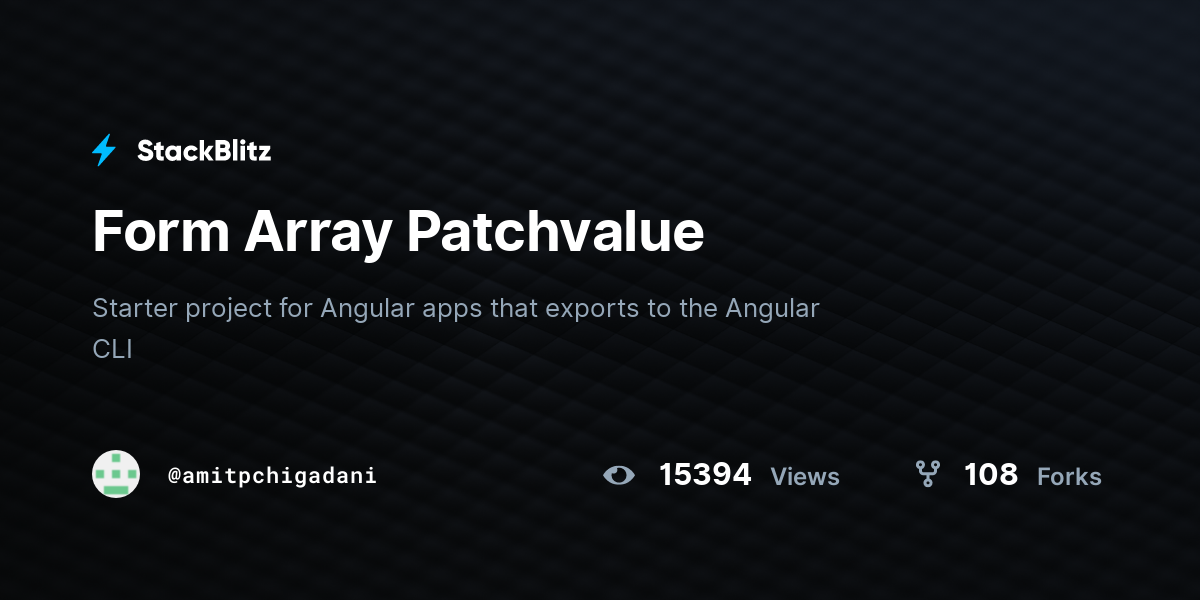 Form Array Patchvalue - StackBlitz