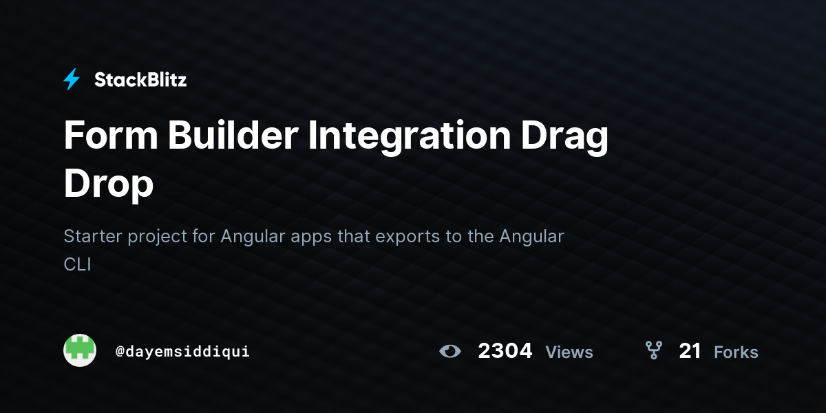 Form Builder Integration Drag Drop - StackBlitz