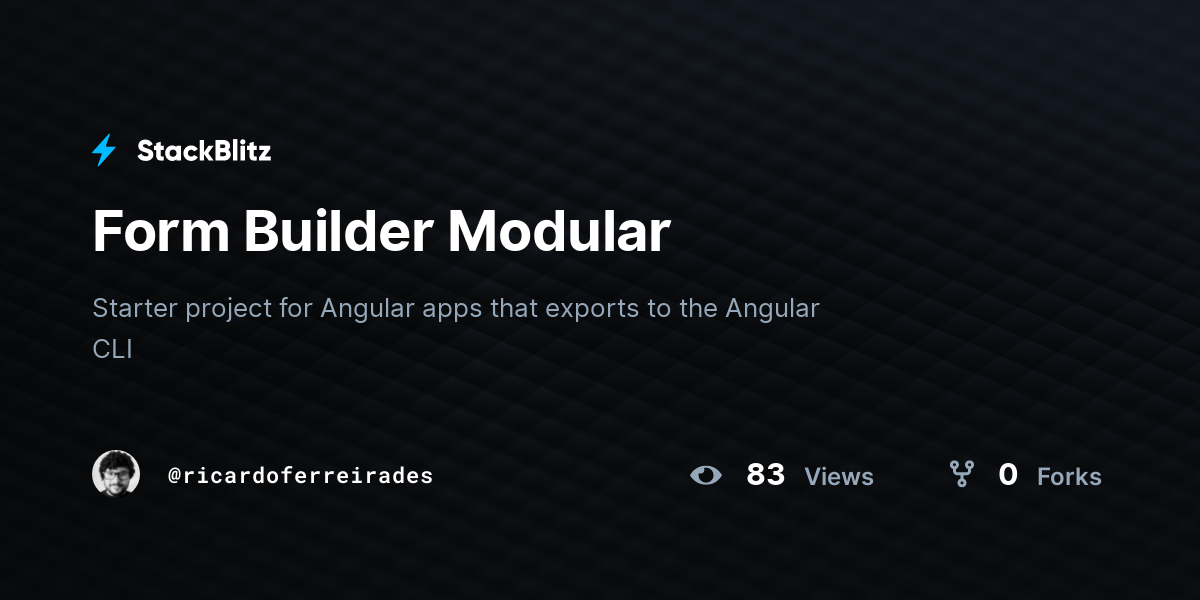 Form Builder Modular Stackblitz