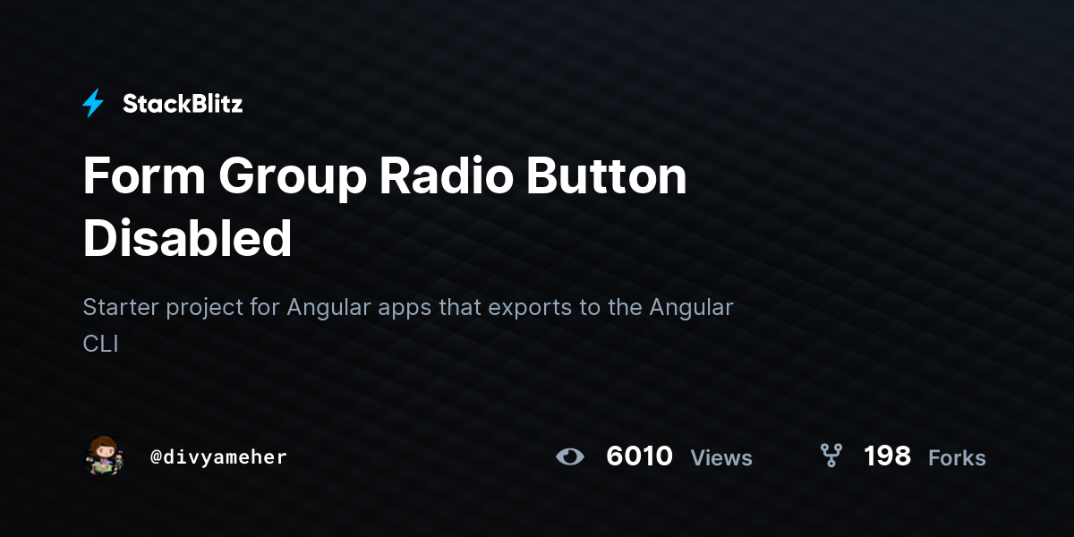 Form Group Radio Button Disabled - StackBlitz