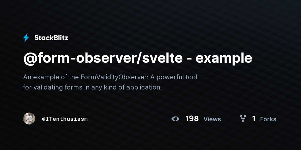 @form-observer/svelte - example - StackBlitz @form-observer/svelte - example - StackBlitz