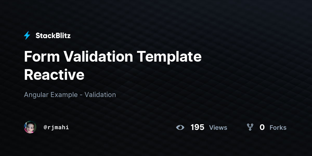Form Validation Template Reactive - StackBlitz
