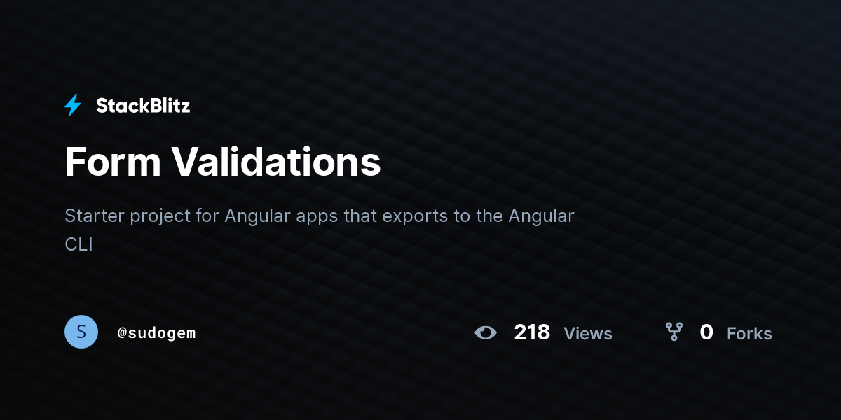 Form Validations - StackBlitz