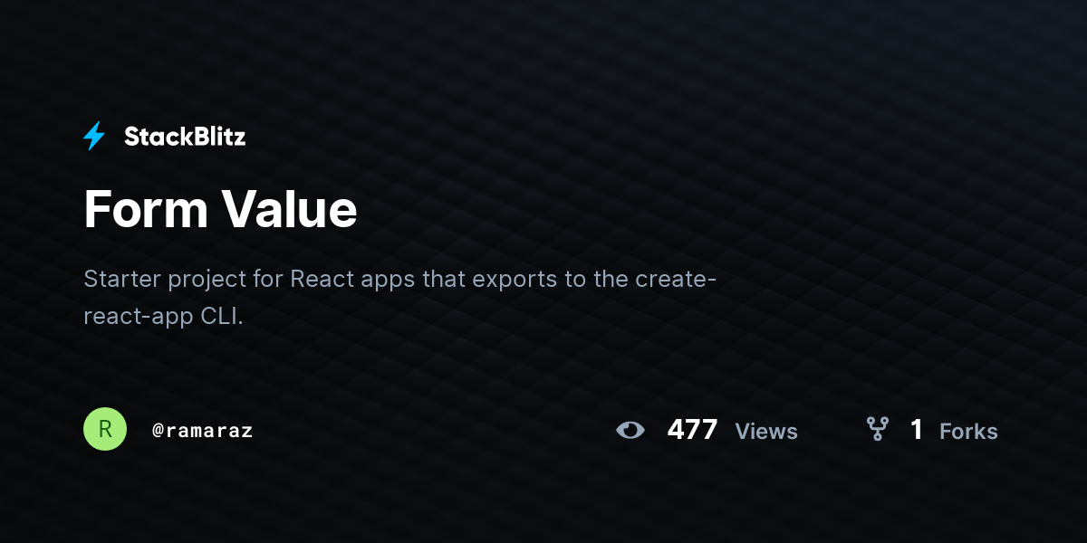 Form Value - StackBlitz Form Value - StackBlitz