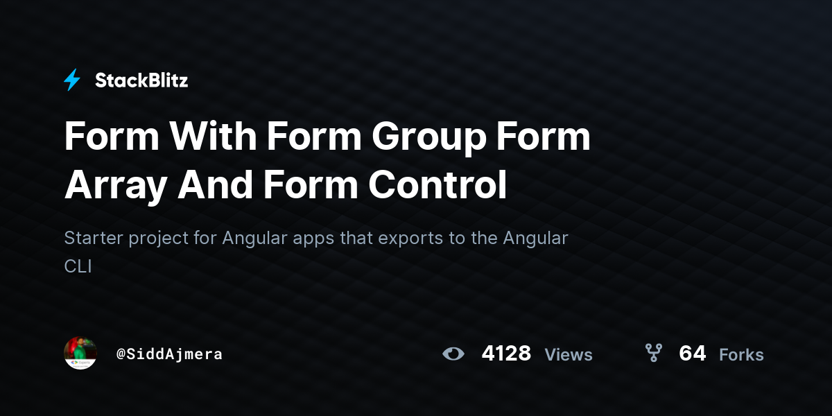 Form With Form Group Form Array And Form Control - StackBlitz