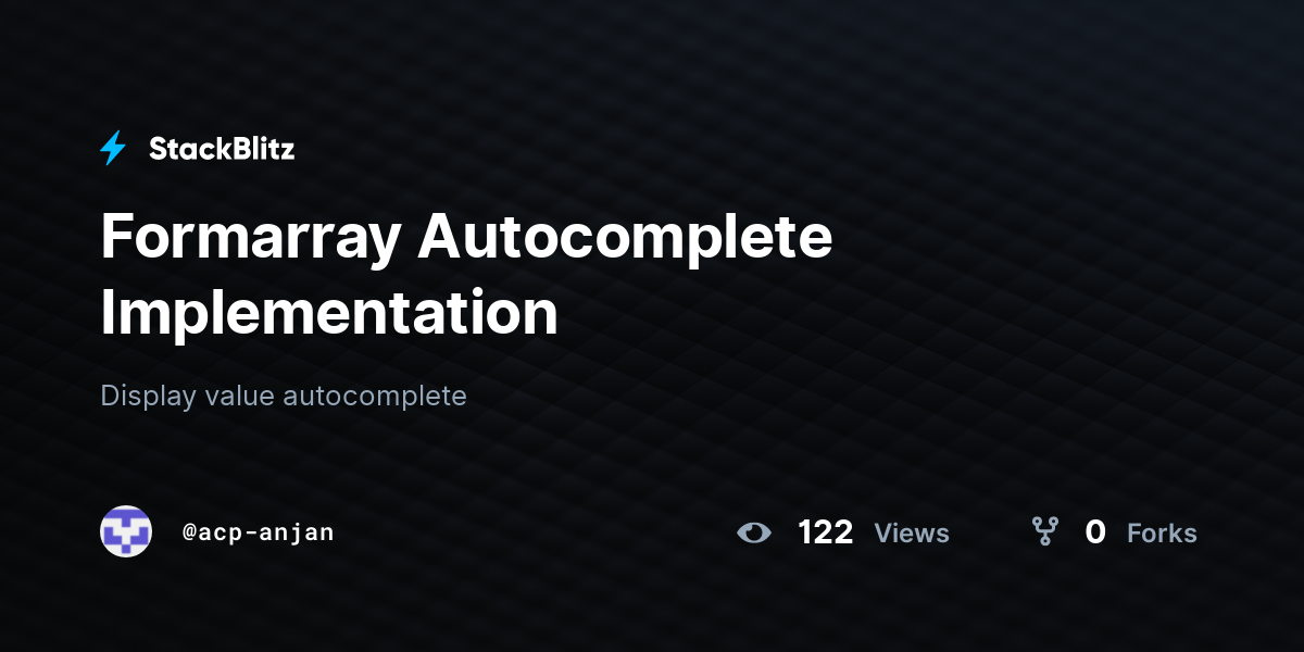 Formarray Autocomplete Implementation - StackBlitz