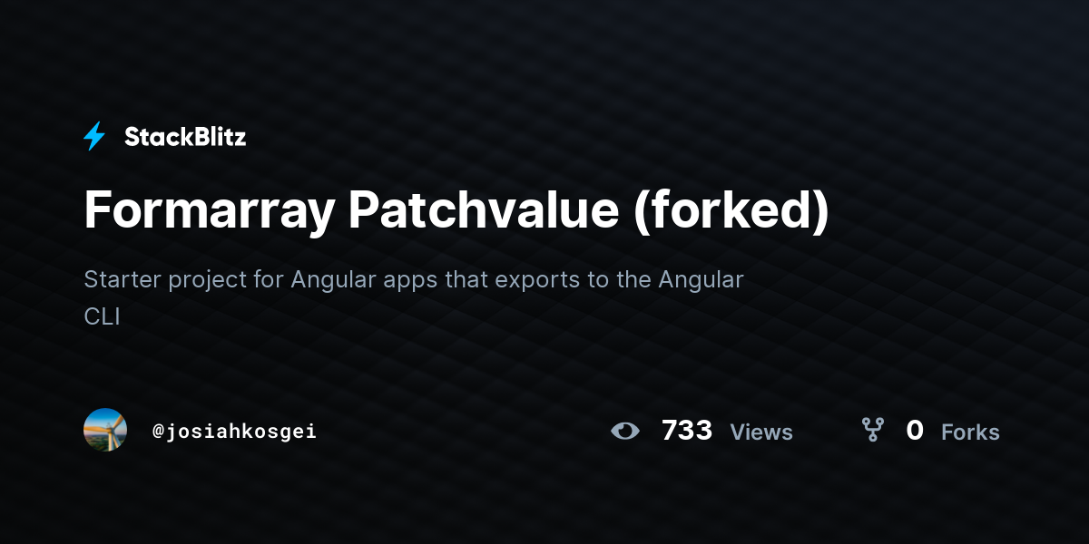 Formarray Patchvalue (forked) - StackBlitz
