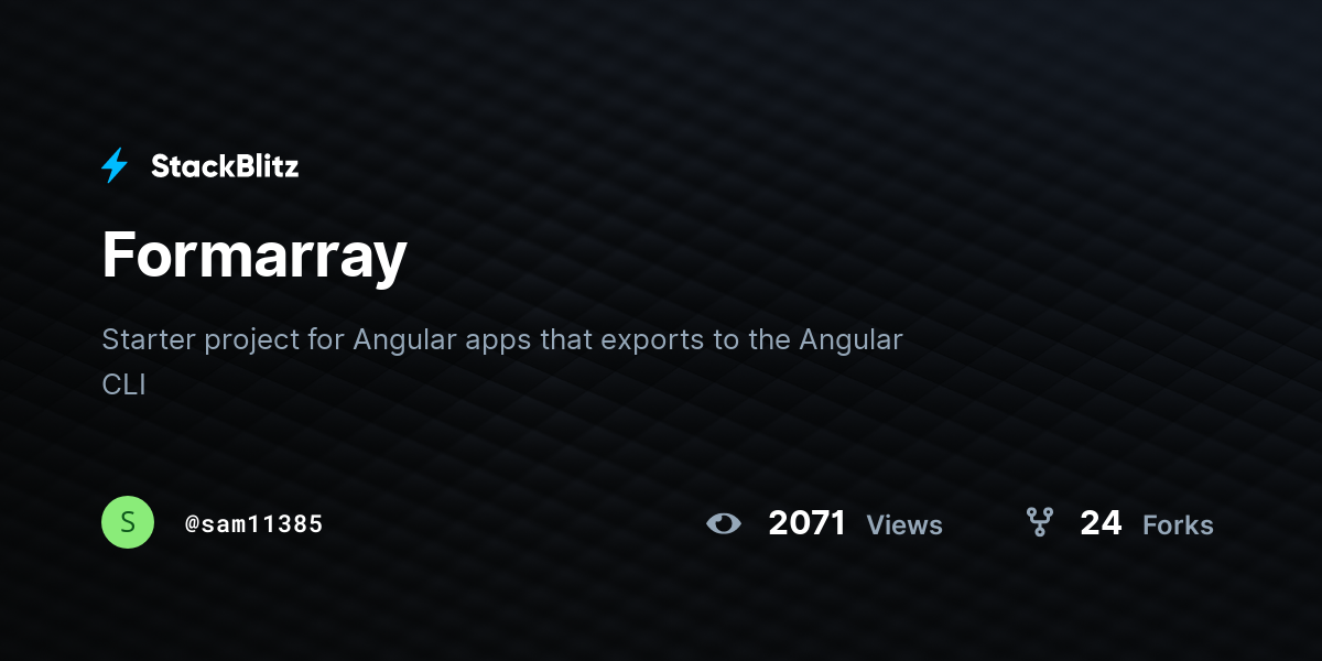 Formarray Stackblitz