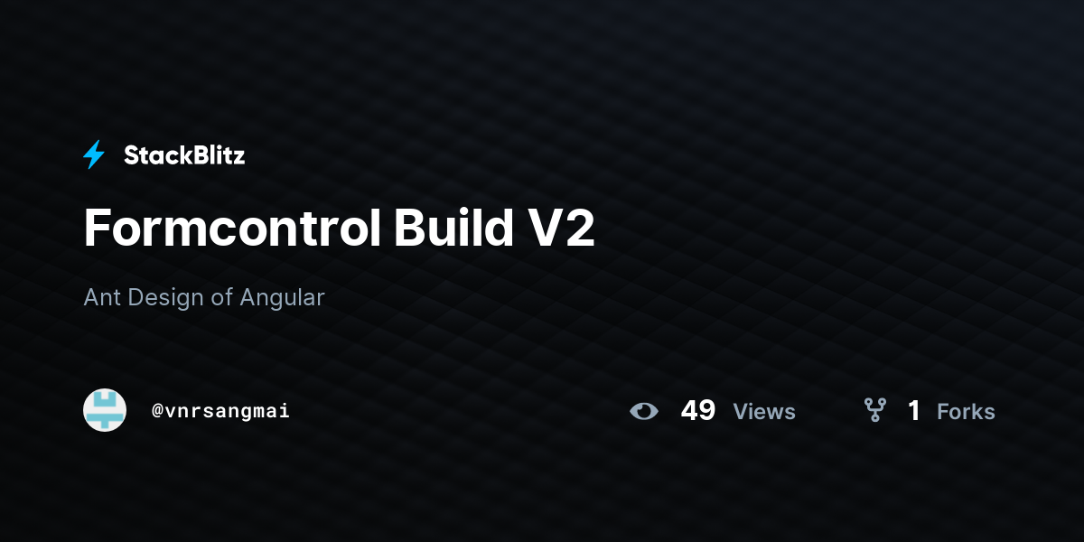 Formcontrol Build V2 - StackBlitz