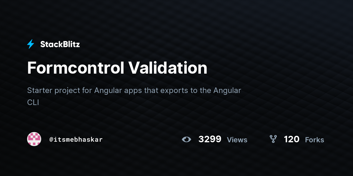 Formcontrol Validation - StackBlitz