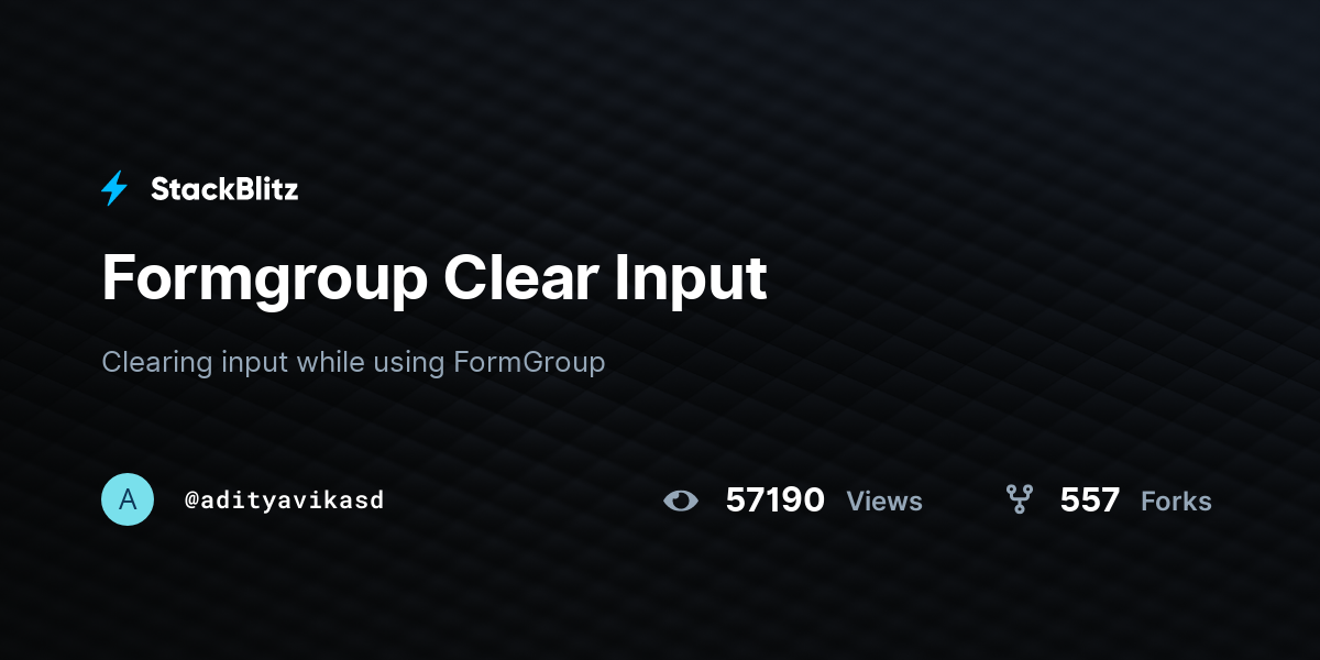 Formgroup Clear Input - StackBlitz