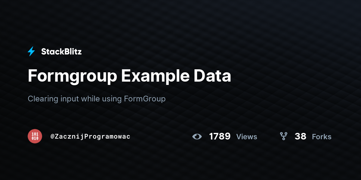 Formgroup Example Data - StackBlitz