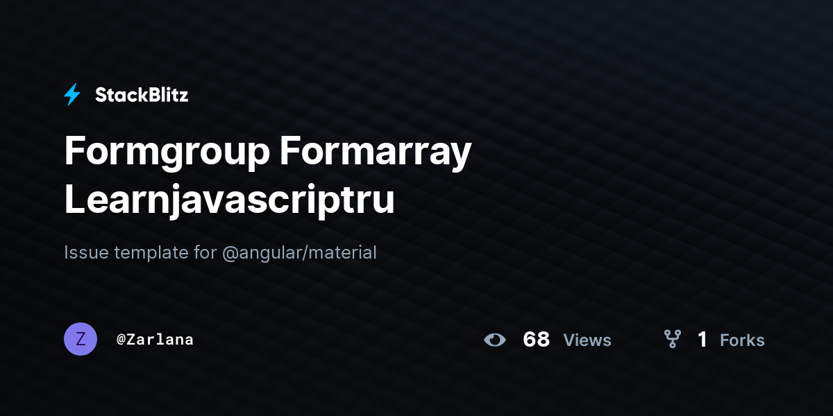 Formgroup Formarray Learnjavascriptru - StackBlitz Formgroup Formarray Learnjavascriptru - StackBlitz