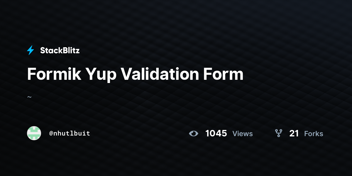 Formik Yup Validation Form - StackBlitz