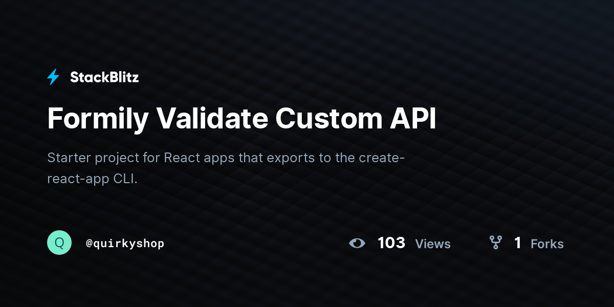 Formily Validate Custom API - StackBlitz