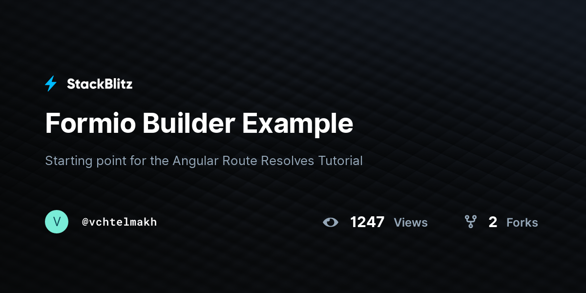 Formio Builder Example - StackBlitz