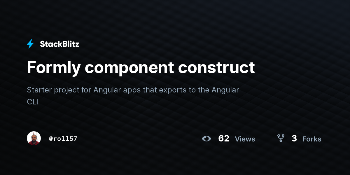 Formly Component Construct Stackblitz 