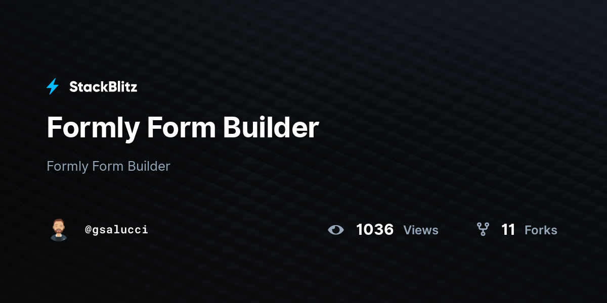 Formly Form Builder - StackBlitz