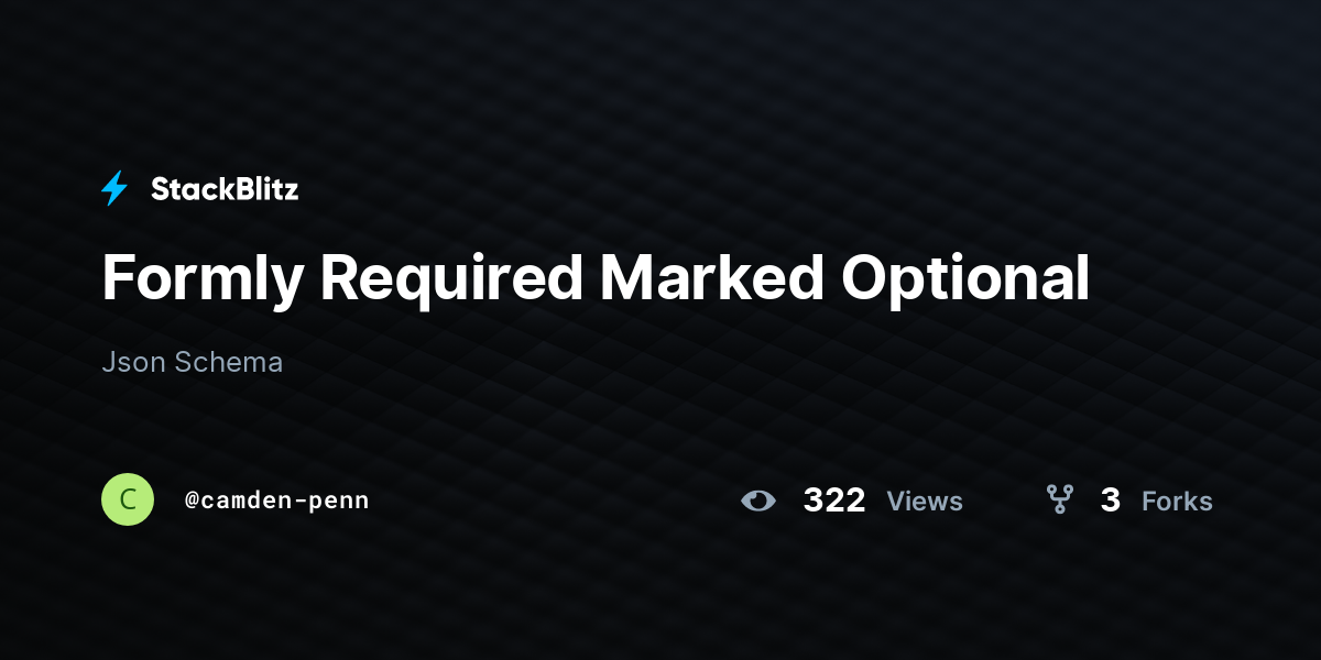Formly Required Marked Optional - StackBlitz
