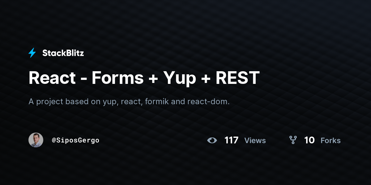 React - Forms + Yup + REST - StackBlitz