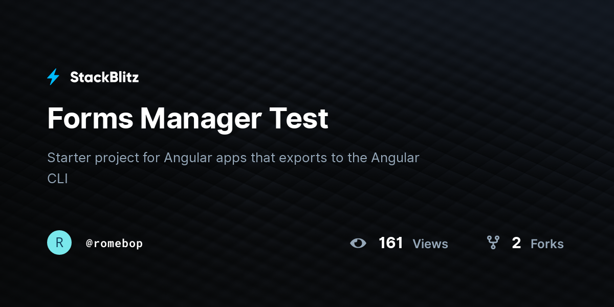 Forms Manager Test Stackblitz