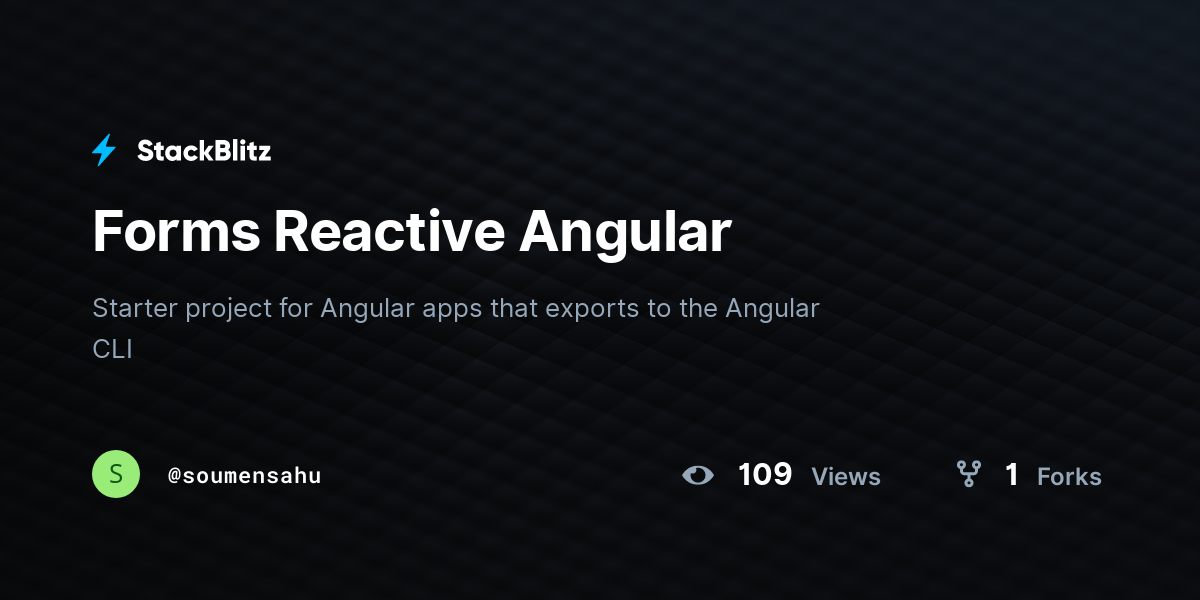 Forms Reactive Angular - StackBlitz Forms Reactive Angular - StackBlitz