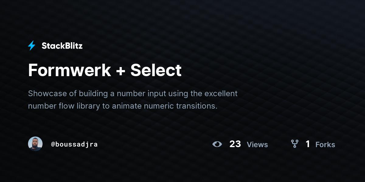 Formwerk + Select - StackBlitz