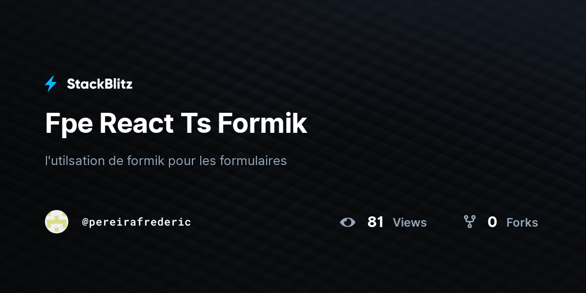 Fpe React Ts Formik - StackBlitz Fpe React Ts Formik - StackBlitz