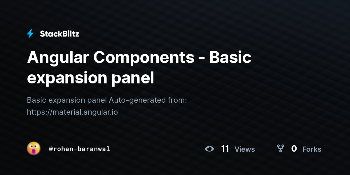 Angular Components - Basic expansion panel - StackBlitz