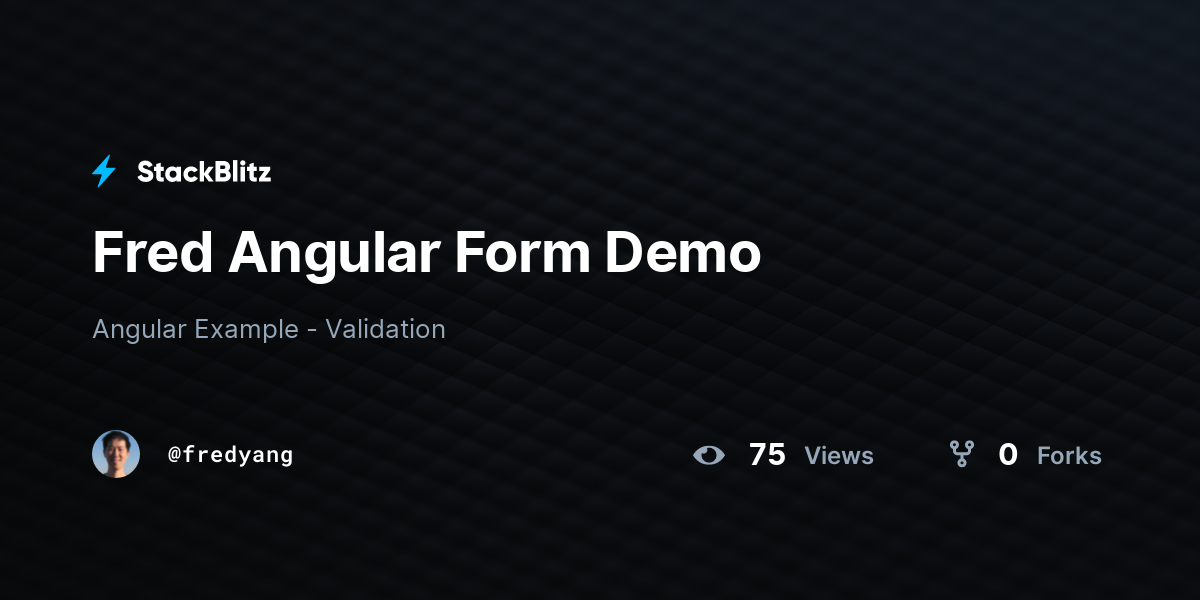 Fred Angular Form Demo - StackBlitz