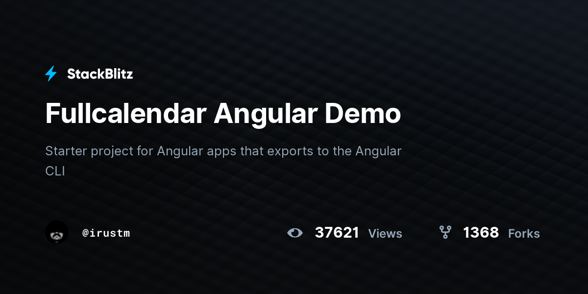Fullcalendar Angular Demo - StackBlitz
