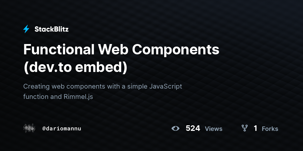 Functional Web Components (dev.to embed) - StackBlitz