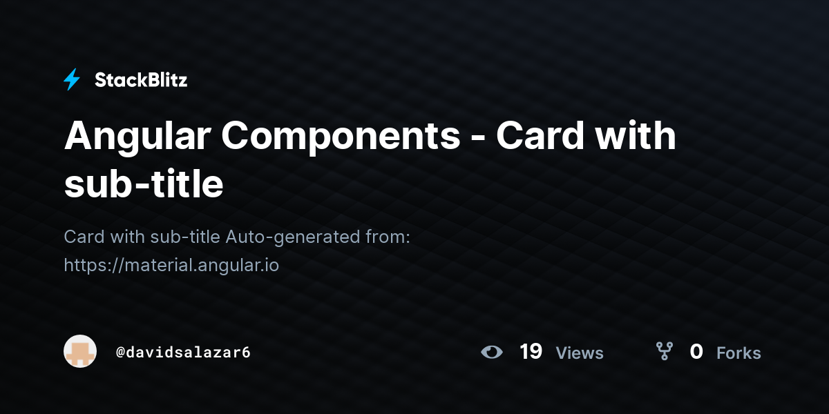 Angular Components - Card with sub-title - StackBlitz