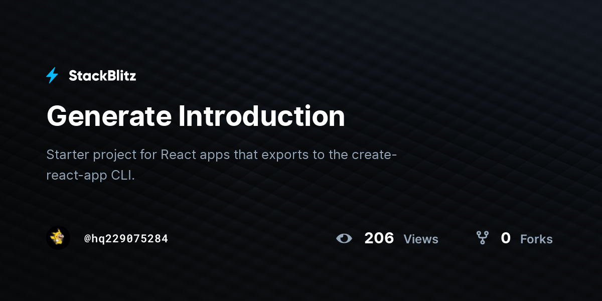 Generate Introduction - StackBlitz