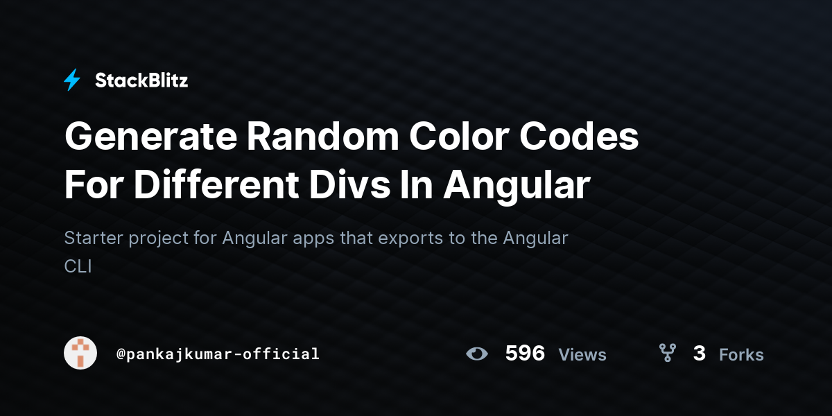 Generate Random Color Codes For Different Divs In Angular - StackBlitz