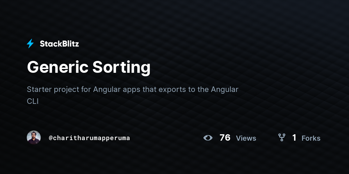 Generic Sorting - StackBlitz