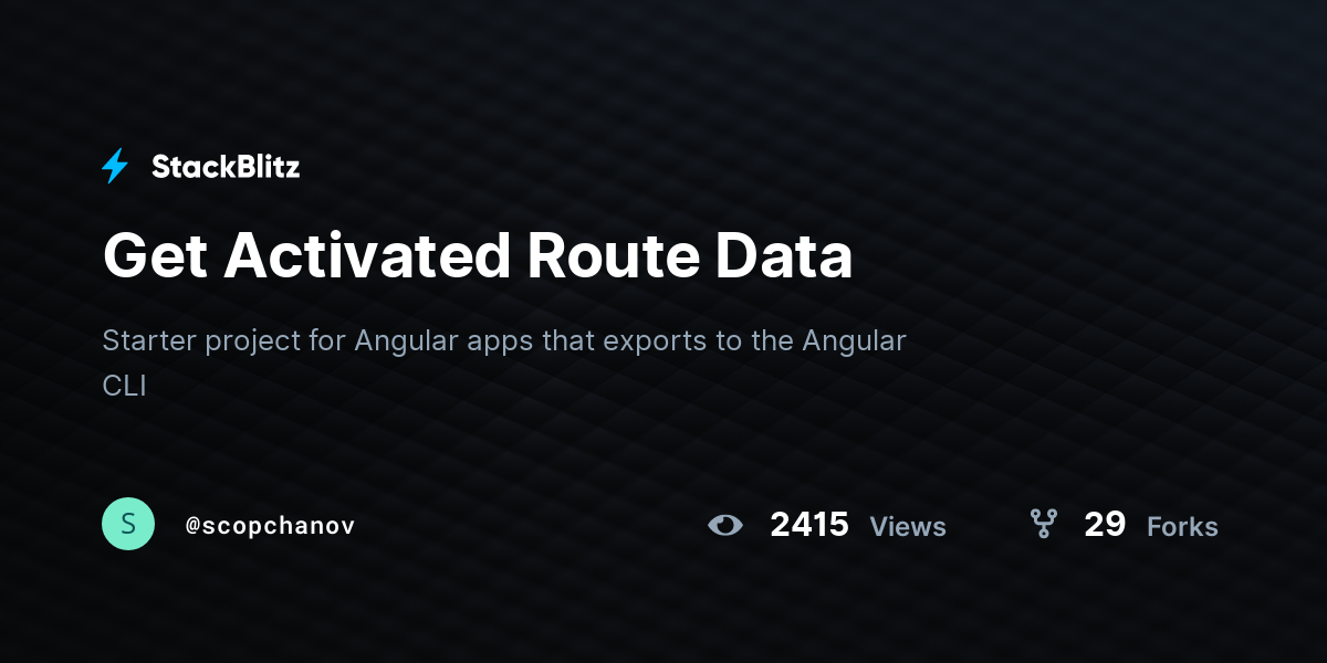 Get Activated Route Data Stackblitz