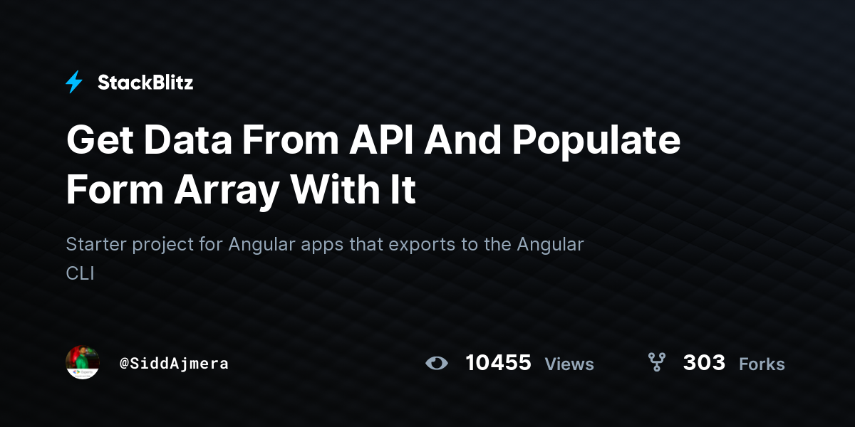 Get Data From API And Populate Form Array With It - StackBlitz
