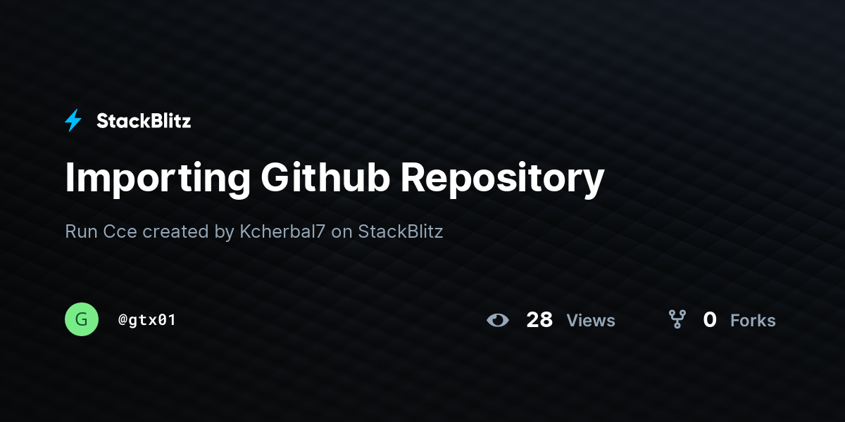 Importing Github Repository - StackBlitz