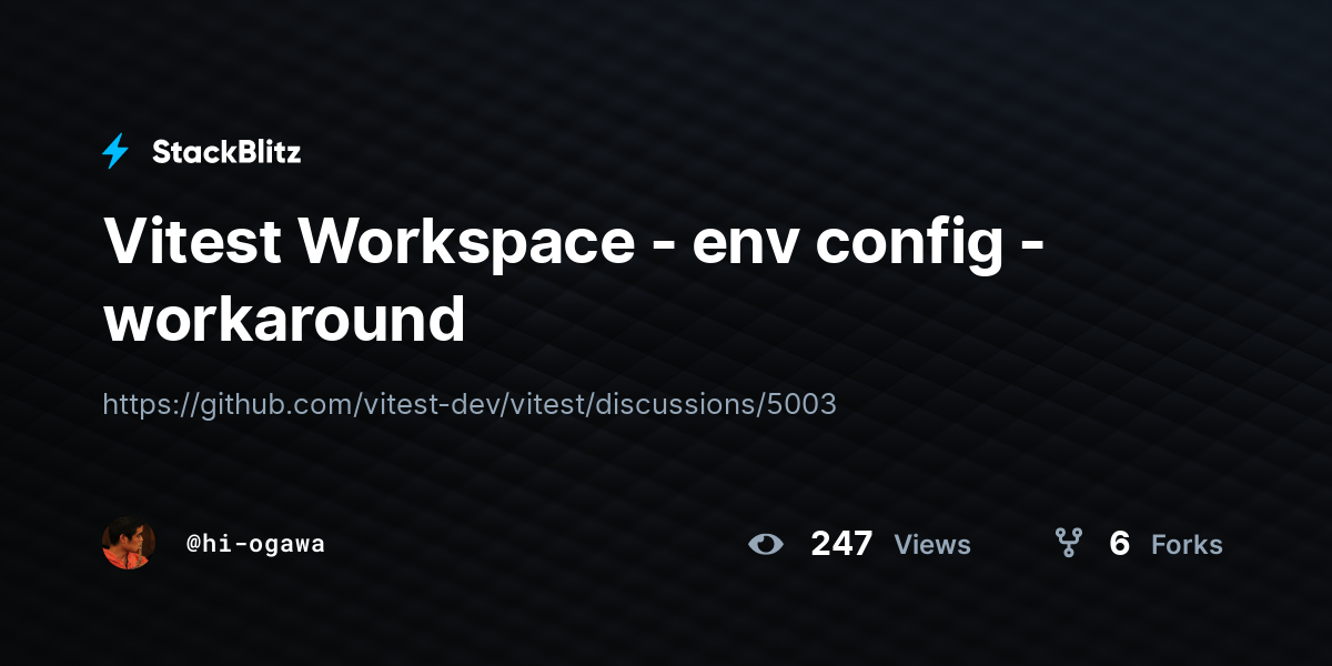 Vitest Workspace - env config - workaround - StackBlitz