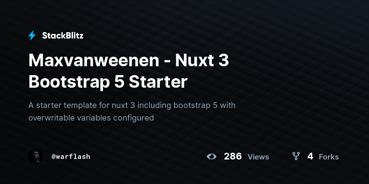 Maxvanweenen - Nuxt 3 Bootstrap 5 Starter - StackBlitz