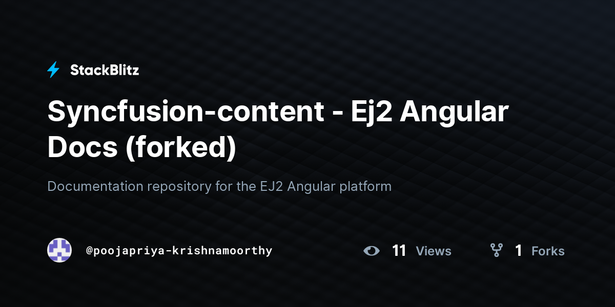 Syncfusion-content - Ej2 Angular Docs (forked) - StackBlitz