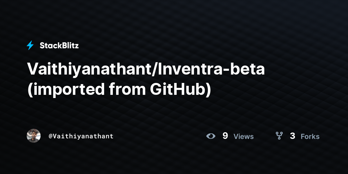Vaithiyanathant/Inventra-beta (imported from GitHub) - StackBlitz