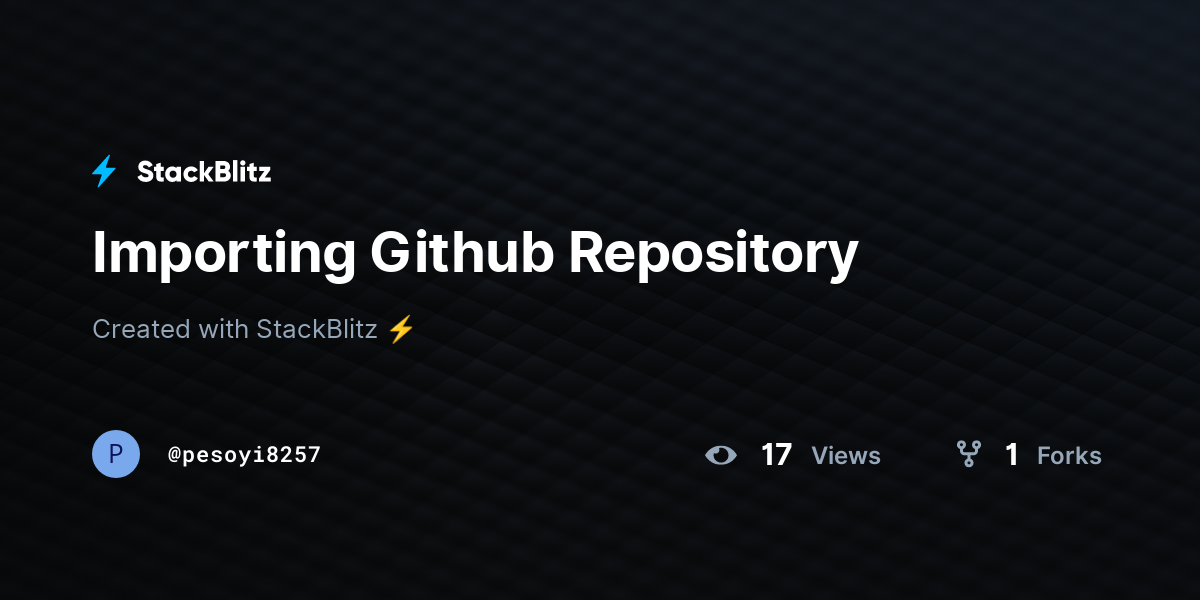 Importing Github Repository - StackBlitz