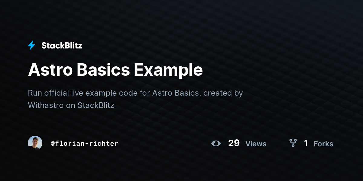 Astro Basics Example - StackBlitz