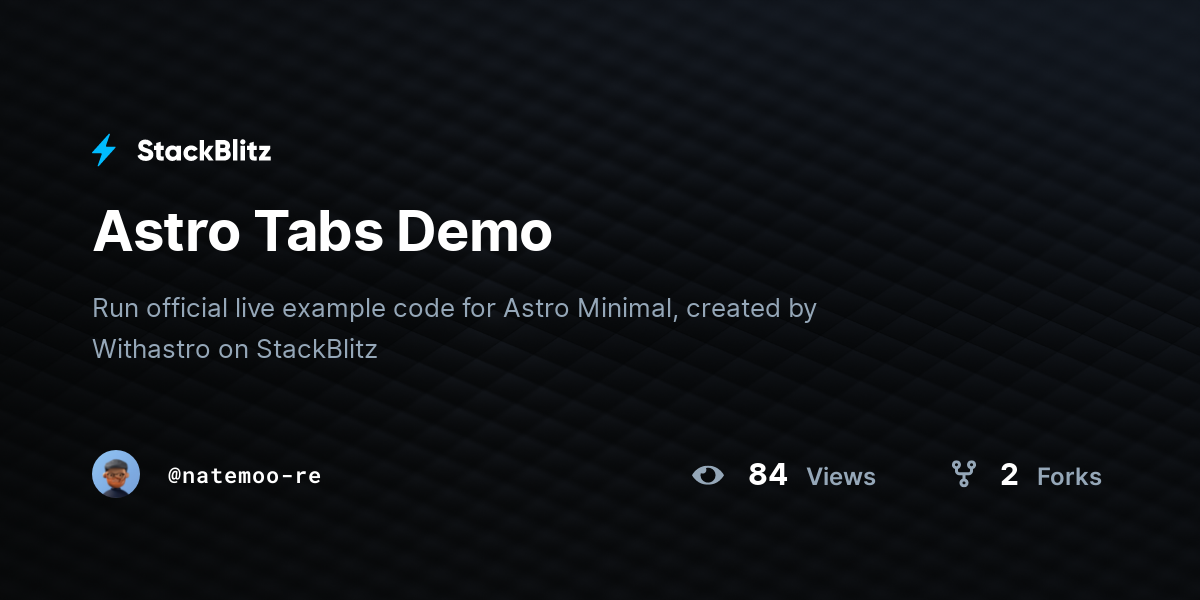 Astro Tabs Demo - StackBlitz